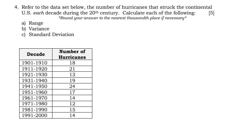Solved 4. Refer to the data set below, the number of | Chegg.com