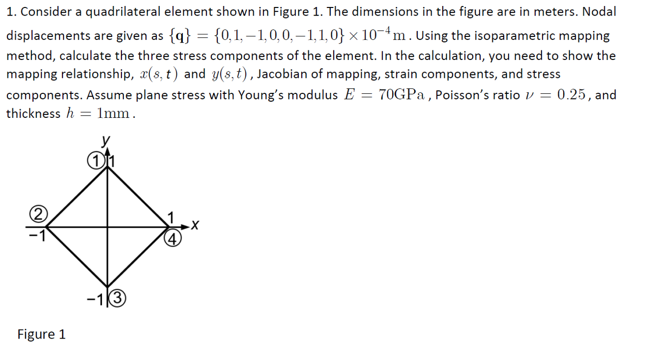 1. Consider a quadrilateral element shown in Figure | Chegg.com