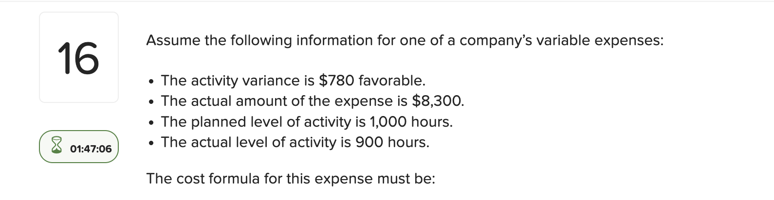 Solved Assume the following information for one of a | Chegg.com
