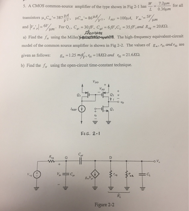 Solved A CMOS common-source amplifier of the type shown in | Chegg.com