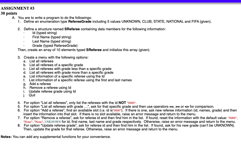 Solved ASSIGNMENT #3 30 points A. You are to write a program | Chegg.com