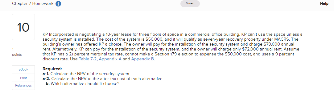 Solved Chapter 7 Homework 10 1 points eBook Print References | Chegg.com