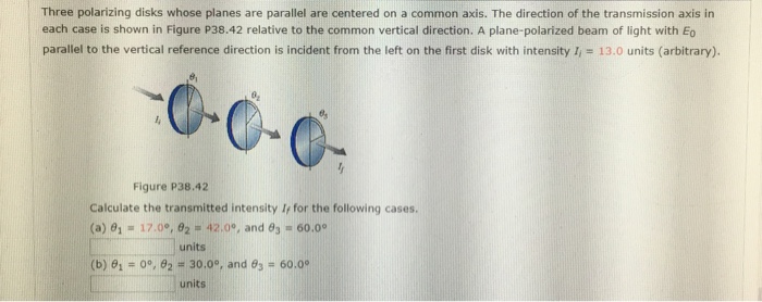 Solved Three polarizing disks whose planes are parallel are | Chegg.com