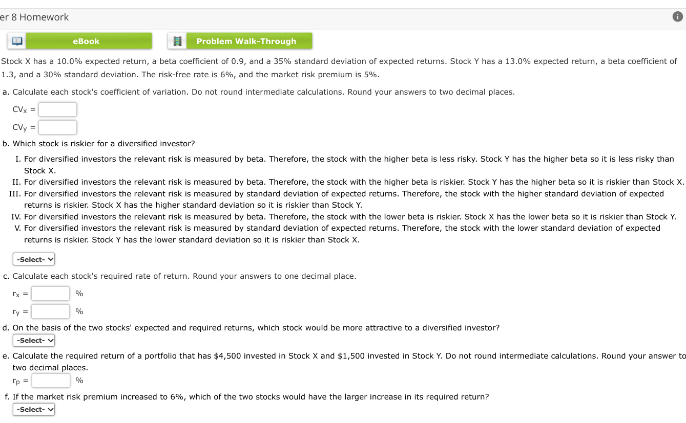 Solved er 8 Homework 目 Problem Walk-Through Stock X has a | Chegg.com