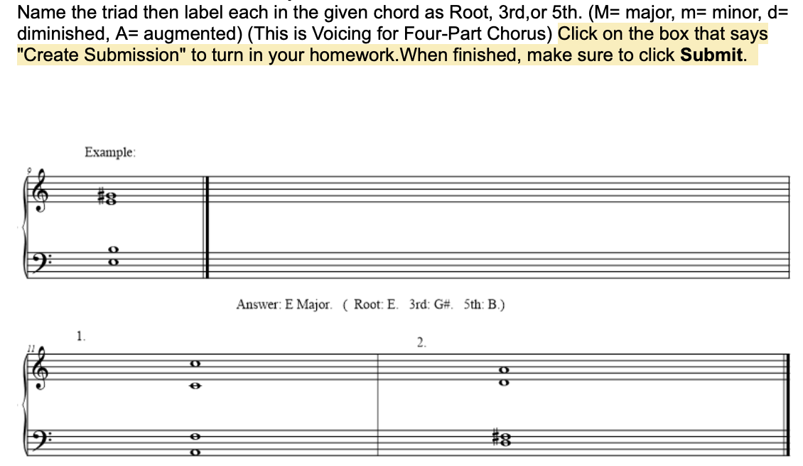 Name the triad then label each in the given chord as | Chegg.com