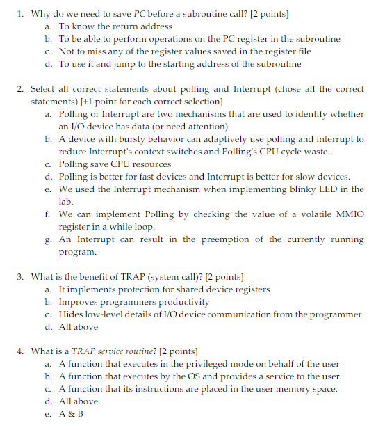 Solved 1. Why do we need to save PC before a subroutine | Chegg.com