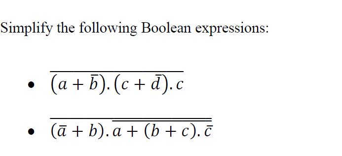 Solved Simplify the following Boolean expressions: - | Chegg.com