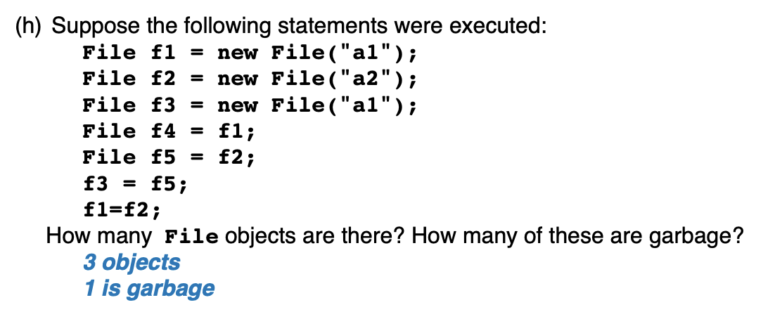 Solved (h) Suppose the following statements were executed: | Chegg.com