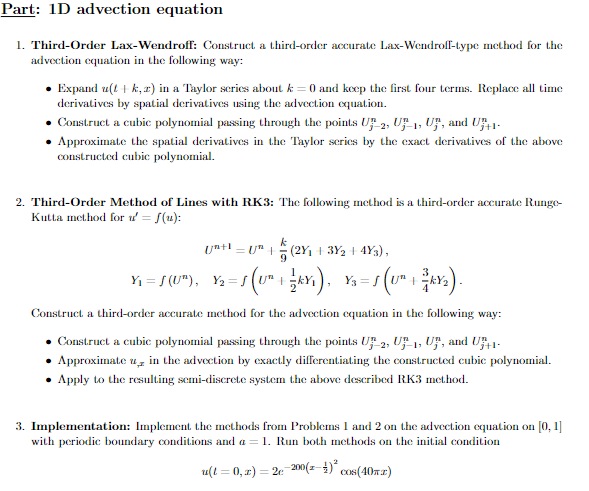 Solved Third-Order Lax-Wendroff: Construct a third-order | Chegg.com