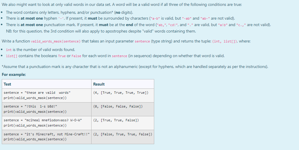Solved We also might want to look at only valid words in our | Chegg.com