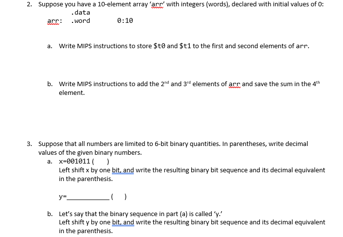 Solved 1. MIPS has two groups of data transfer instructions: | Chegg.com