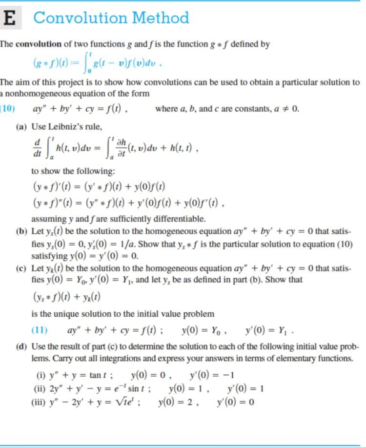 Solved E Convolution Method The convolution of two functions | Chegg.com