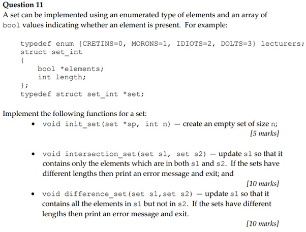 Question 11 A set can be implemented using an | Chegg.com