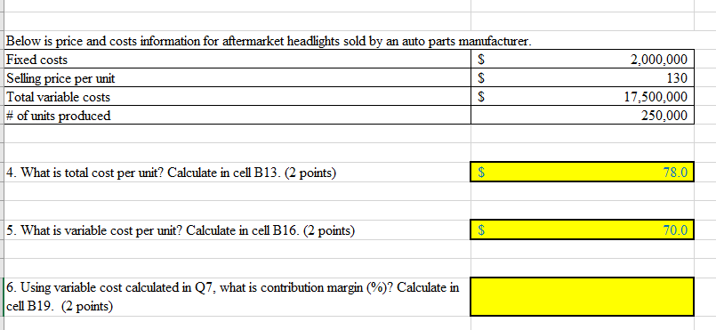 Solved Below is price and costs information for aftermarket | Chegg.com