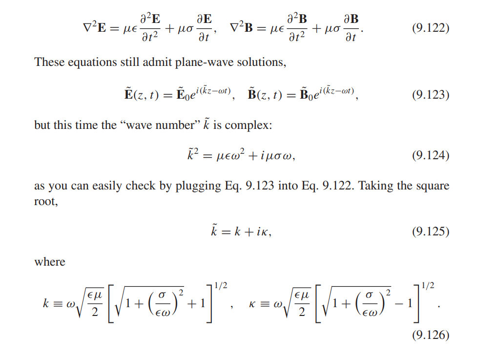 Solved 1. In Griffiths derived equations for EM waves in | Chegg.com