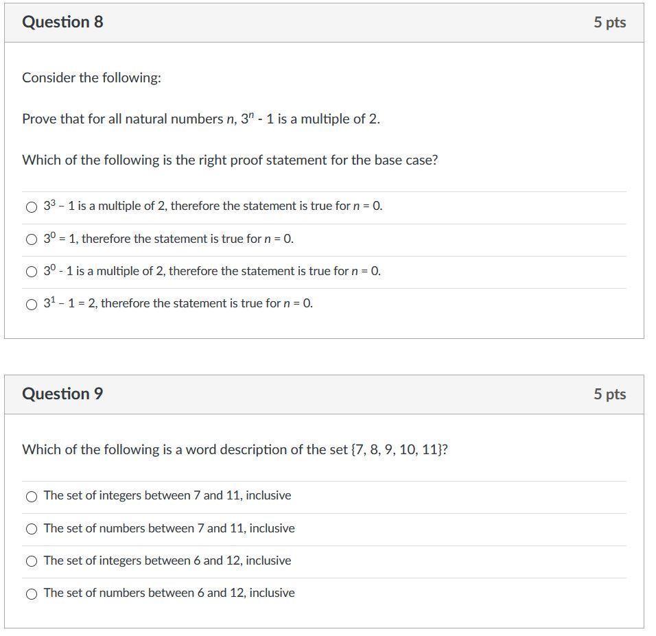 Solved Question 8 5 pts Consider the following: Prove that | Chegg.com