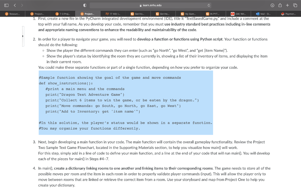 Solved learn.snhu.edu + Resourc.. e Project. 7-3 Praj... | Chegg.com