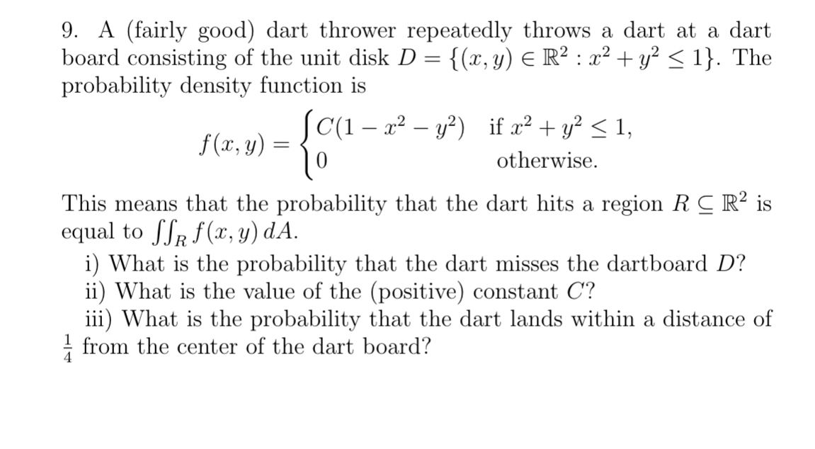 Solved A (fairly good) ﻿dart thrower repeatedly throws a | Chegg.com