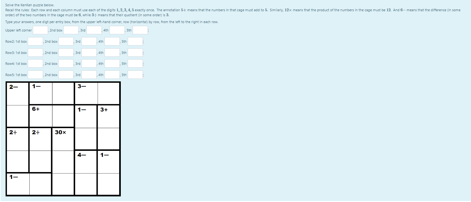 Solved Solve the Kenken puzzle below. Recall the rules: Each | Chegg.com