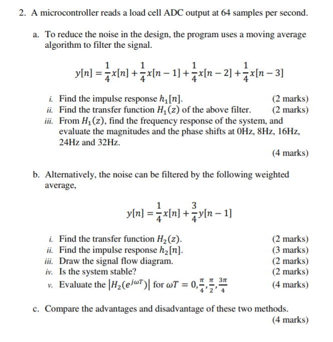 Solved 2. A microcontroller reads a load cell ADC output at | Chegg.com