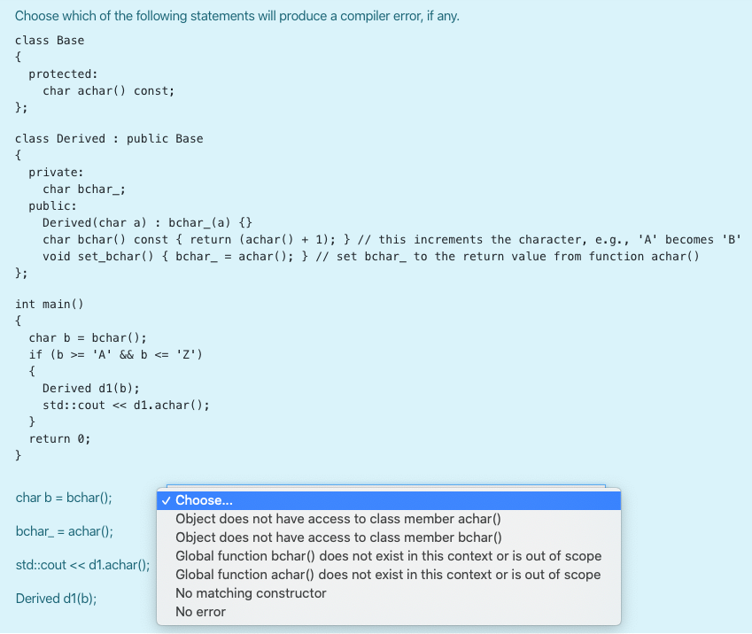 Solved The terms "base class access specification" and | Chegg.com