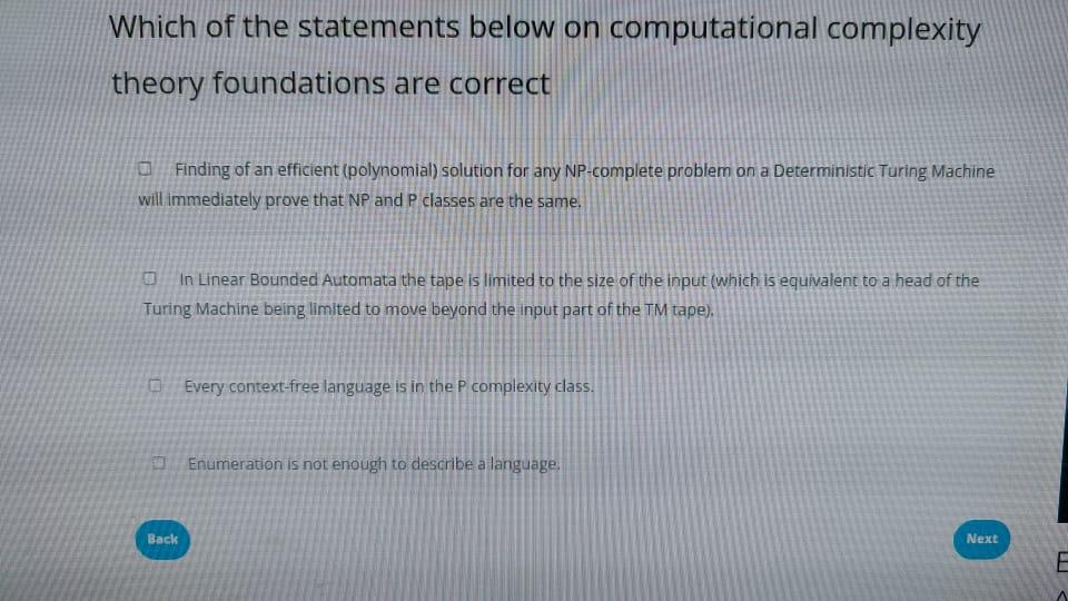 Solved Which of these statements on computational complexity | Chegg.com