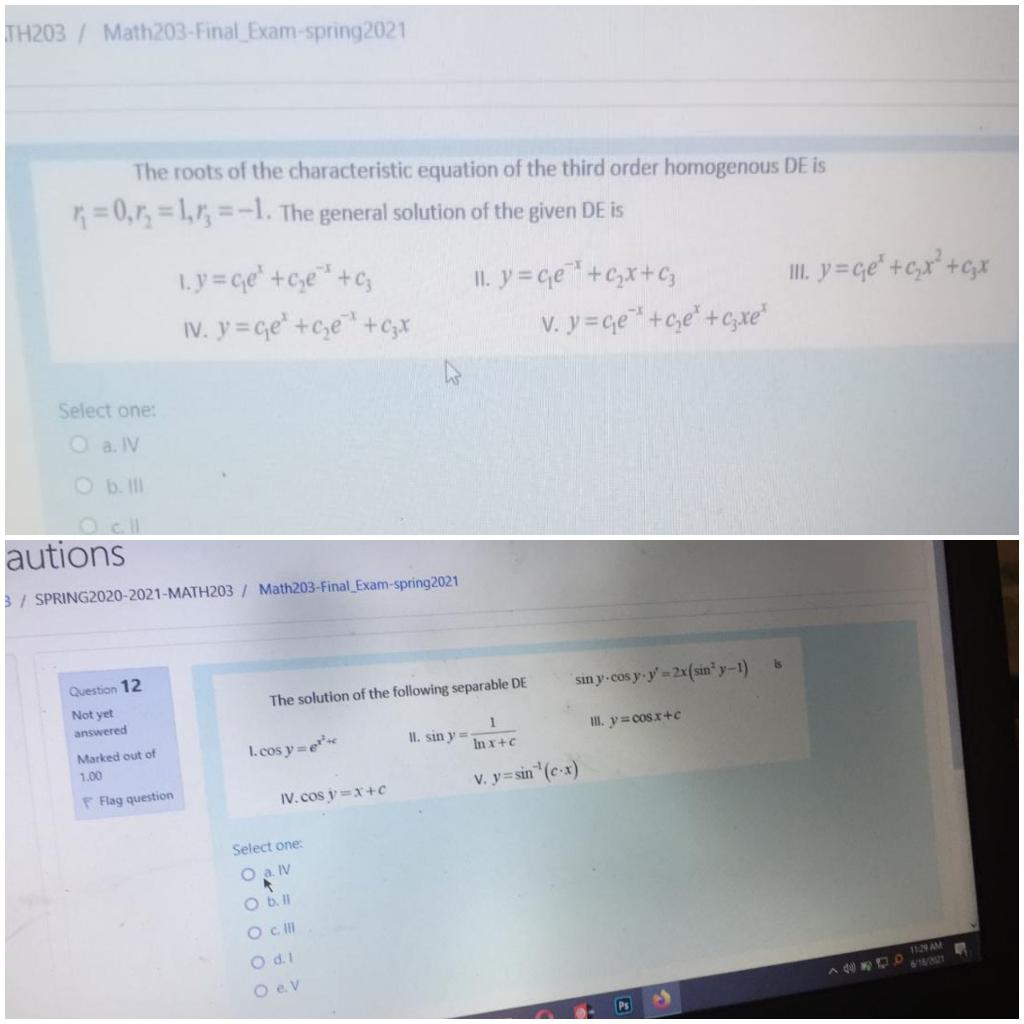 Solved TH203 / Math203-Final_Exam-spring 2021 The roots of | Chegg.com