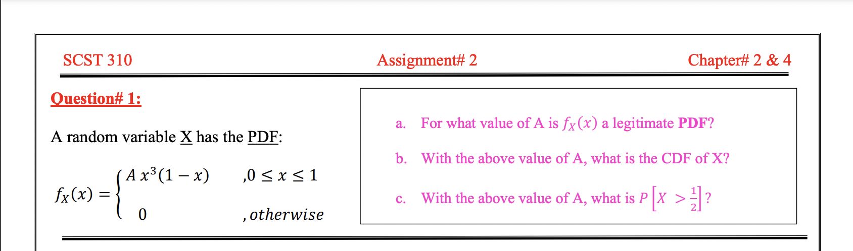 Solved SCST 310 Assignment #2 Chapter# Ouestion# 1: A random | Chegg.com Solved SCST 310 Assignment #2 Chapter# Ouestion# 1: A random | Chegg.com