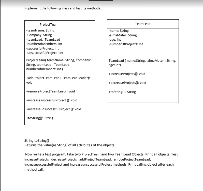 Solved Implement the following class and test its methods: | Chegg.com