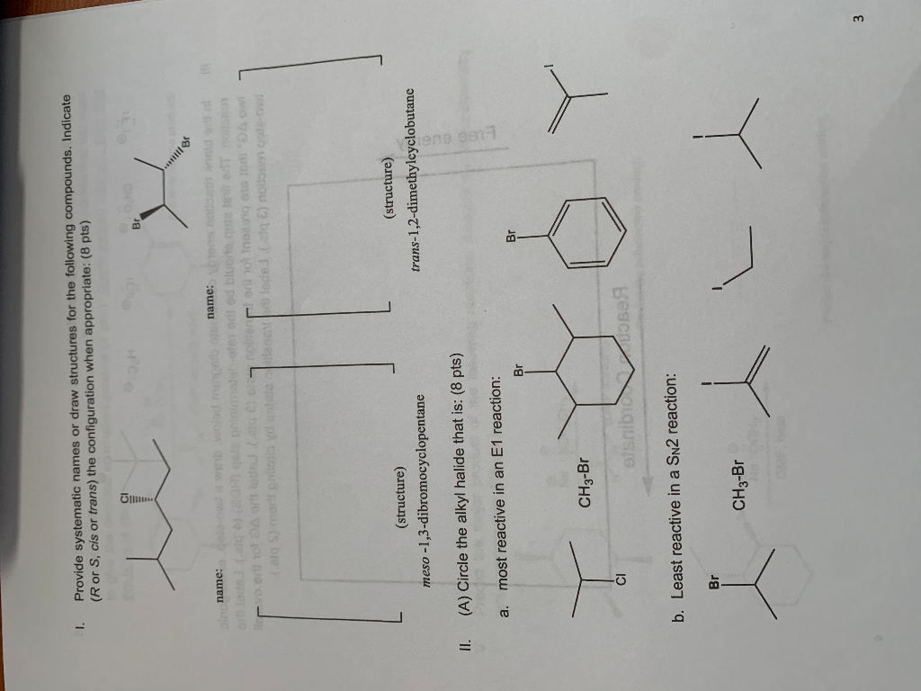 Solved 1. Provide systematic names or draw structures for | Chegg.com