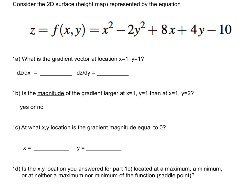 Solved Consider the 2D surface (height map) represented by | Chegg.com