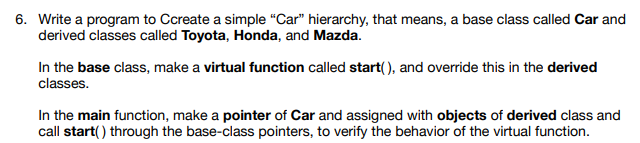 Solved 6. Write a program to Ccreate a simple "Car" | Chegg.com