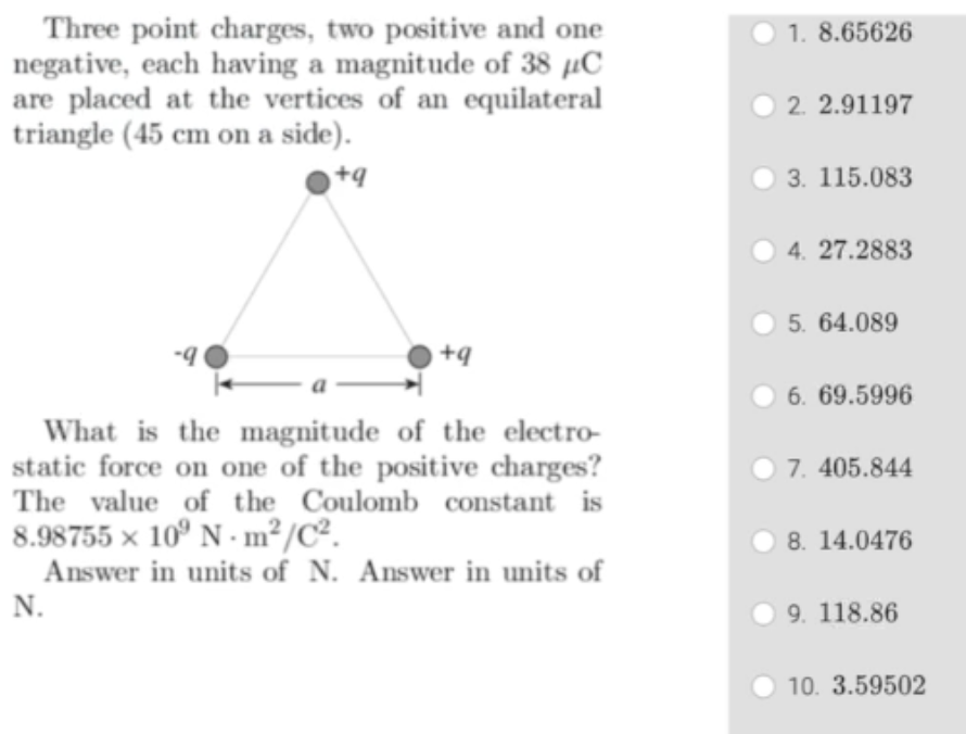 Solved Three point charges, two positive and one 1. 8.65626 | Chegg.com