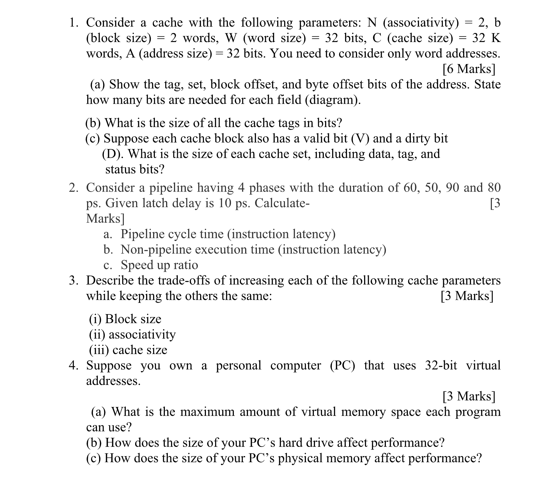 Solved 1. Consider a cache with the following parameters: N | Chegg.com