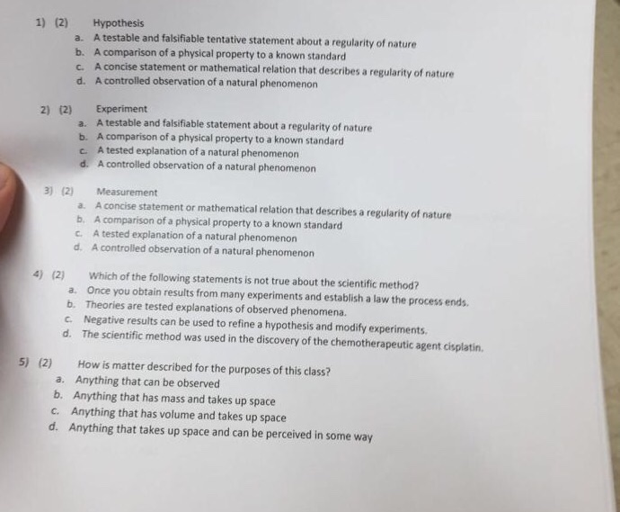 Solved 1) (2) Hypothesis A testable and falsifiable | Chegg.com