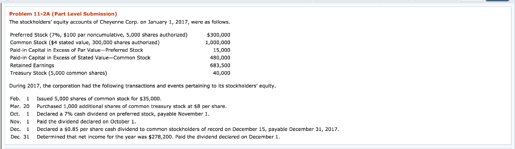 Solved Problem 11-2A (Part Level Submission) The | Chegg.com