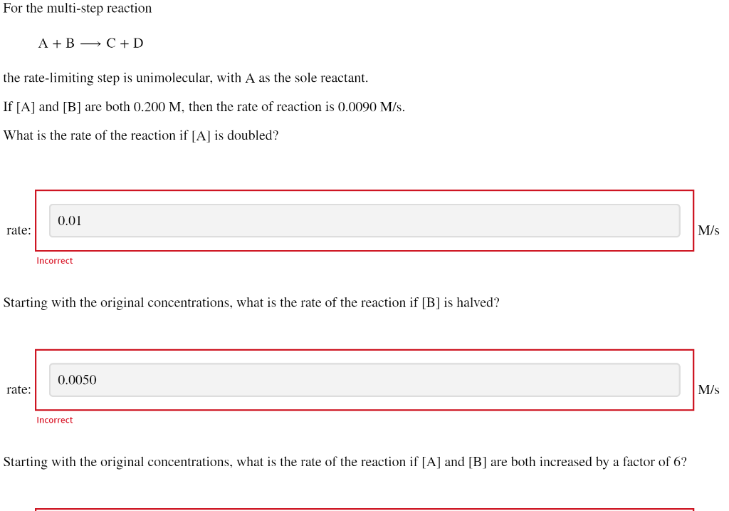 Solved For the multi-step reaction A+B C+D the rate-limiting | Chegg.com