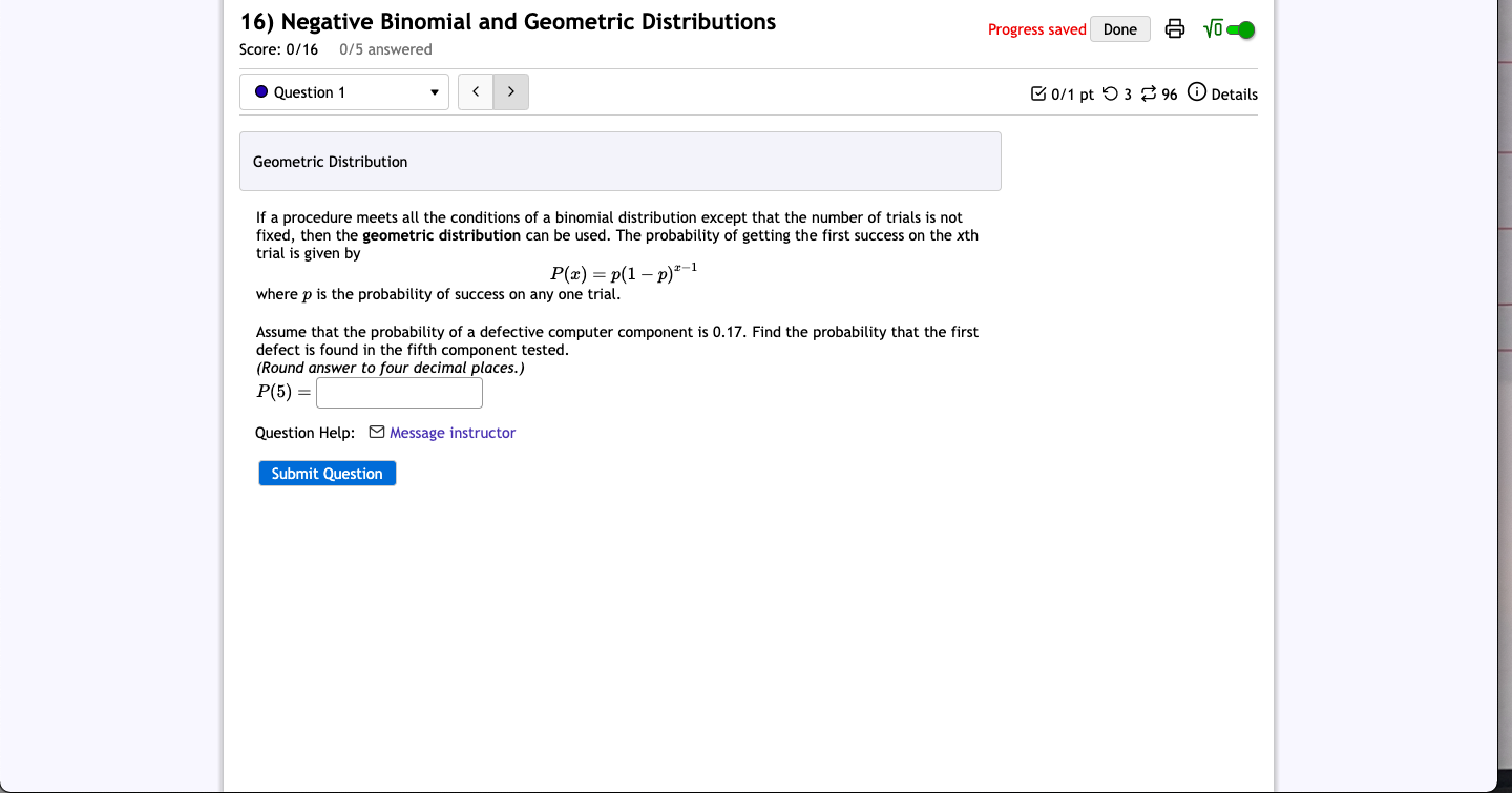 Solved 16) Negative Binomial and Geometric Distributions | Chegg.com