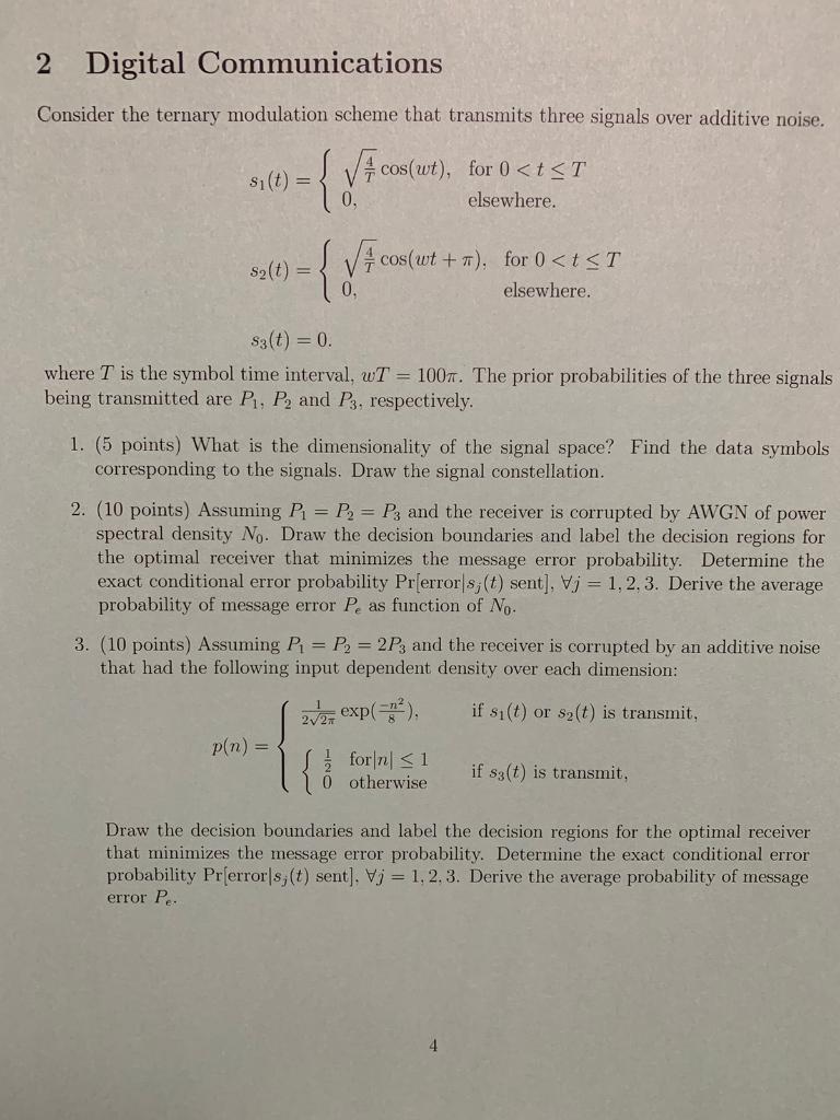 2 Digital Communications Consider the ternary | Chegg.com