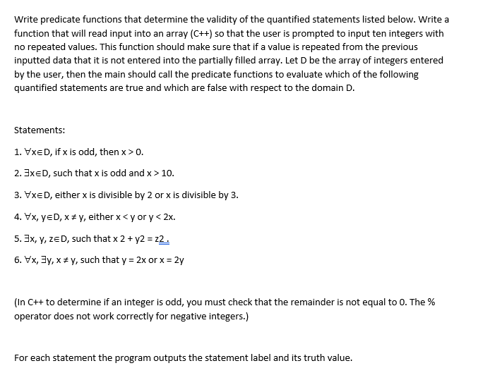 Solved Write predicate functions that determine the validity | Chegg.com