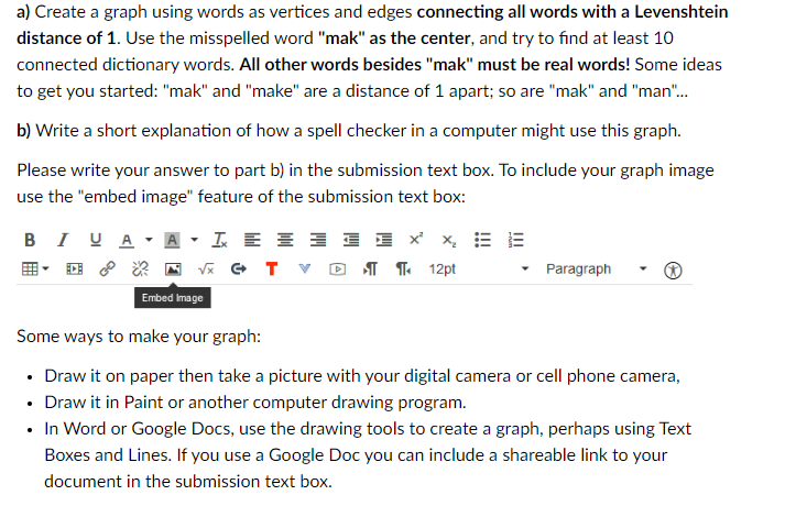 Solved a) Create a graph using words as vertices and edges | Chegg.com