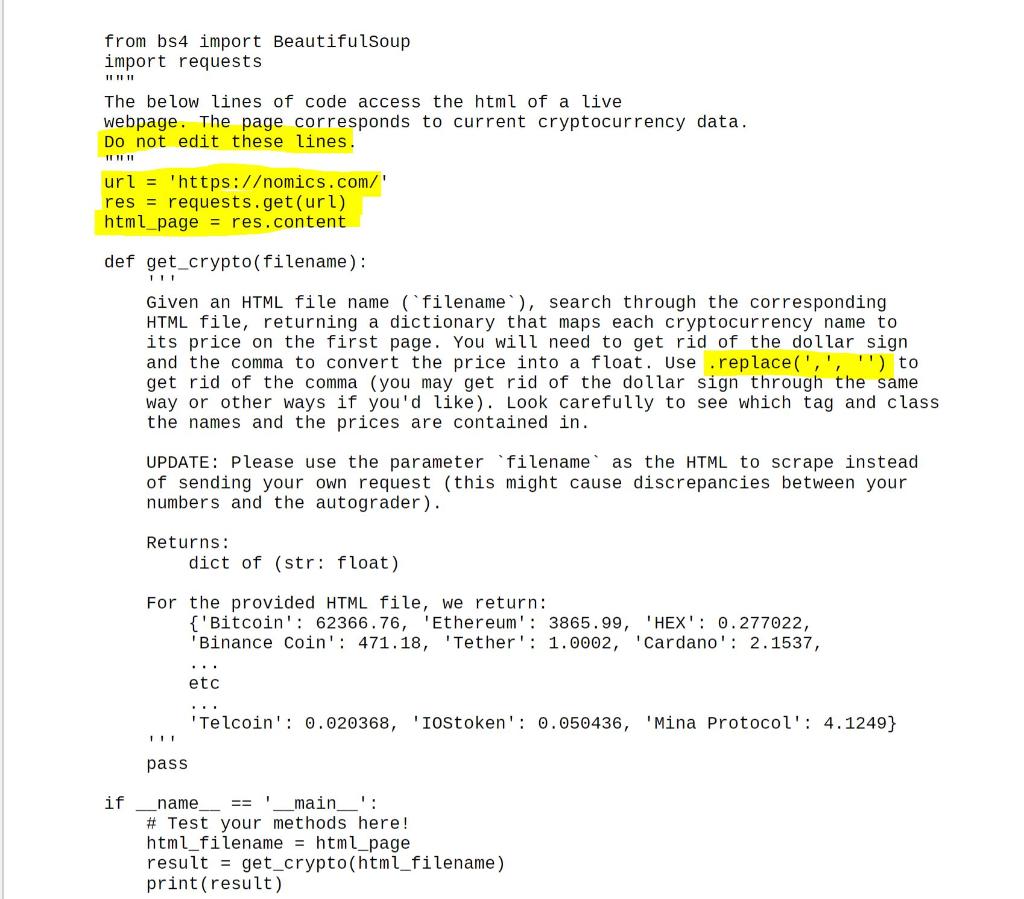 Solved from bs4 import Beautiful Soup import requests II II | Chegg.com