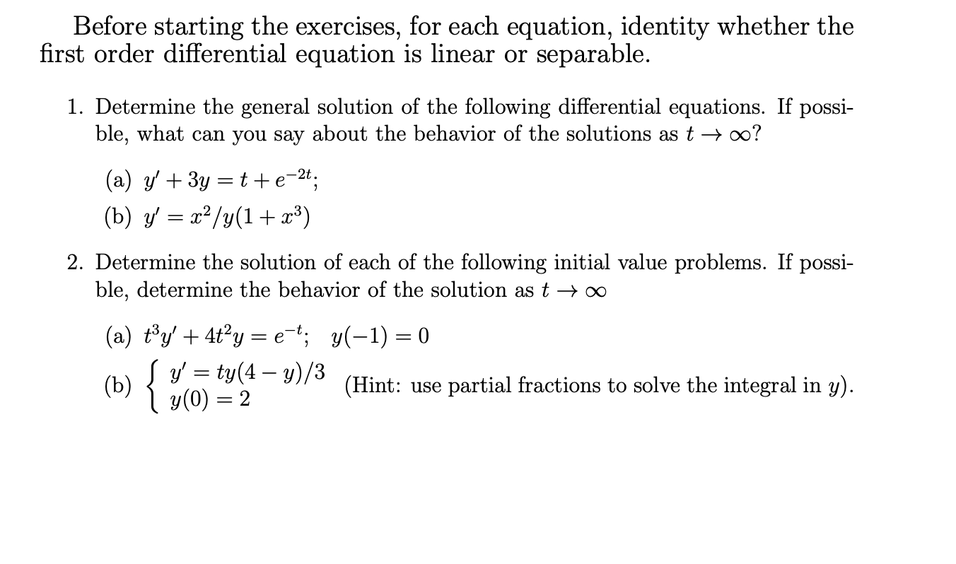 Solved Before starting the exercises, for each equation, | Chegg.com