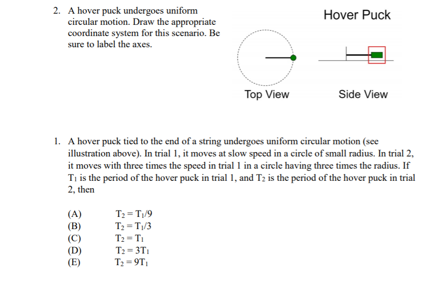 Solved Hover Puck 2. A hover puck undergoes uniform circular | Chegg.com