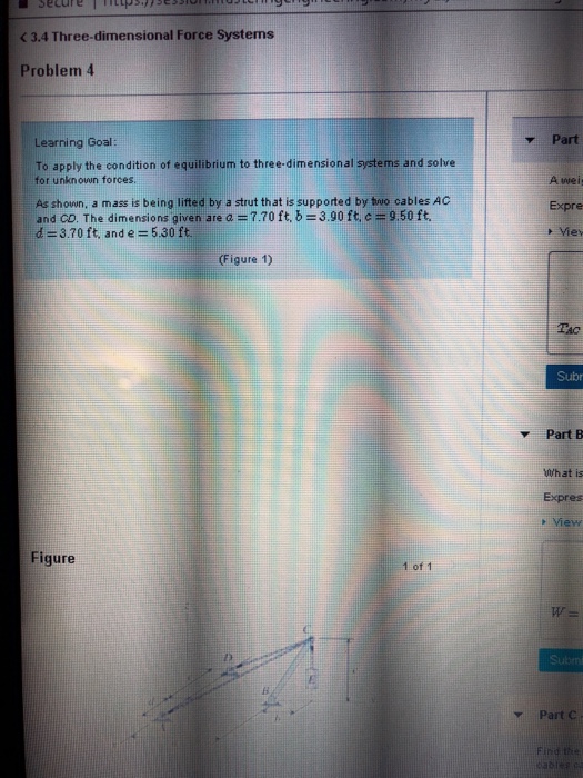 Solved 3.4 Three-dimensional Force Systems Problem 4 | Chegg.com