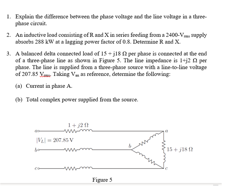 Solved 1. Explain the difference between the phase voltage | Chegg.com