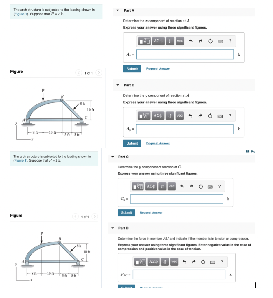 Solved The arch structure is subjected to the loading shown | Chegg.com