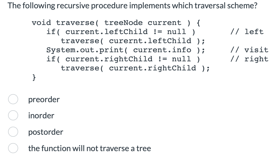 Solved The following recursive procedure implements which | Chegg.com
