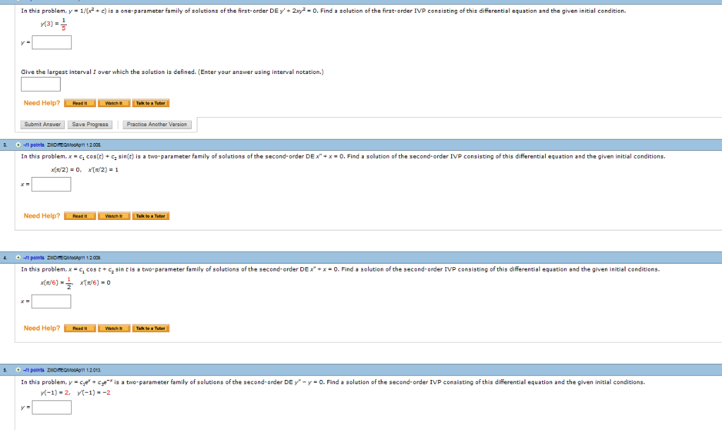 Solved In this problem, y = 1/(x2 + c) is a one-parameter | Chegg.com