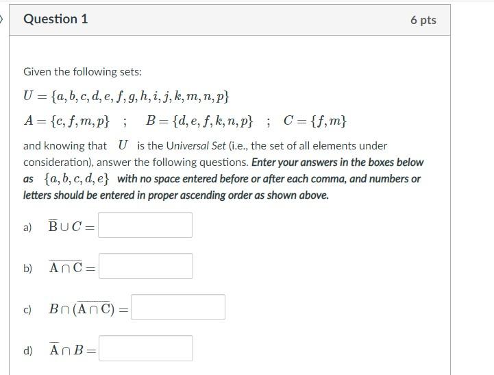 Solved U is the Universal Set (i.e., the set of all elements | Chegg.com